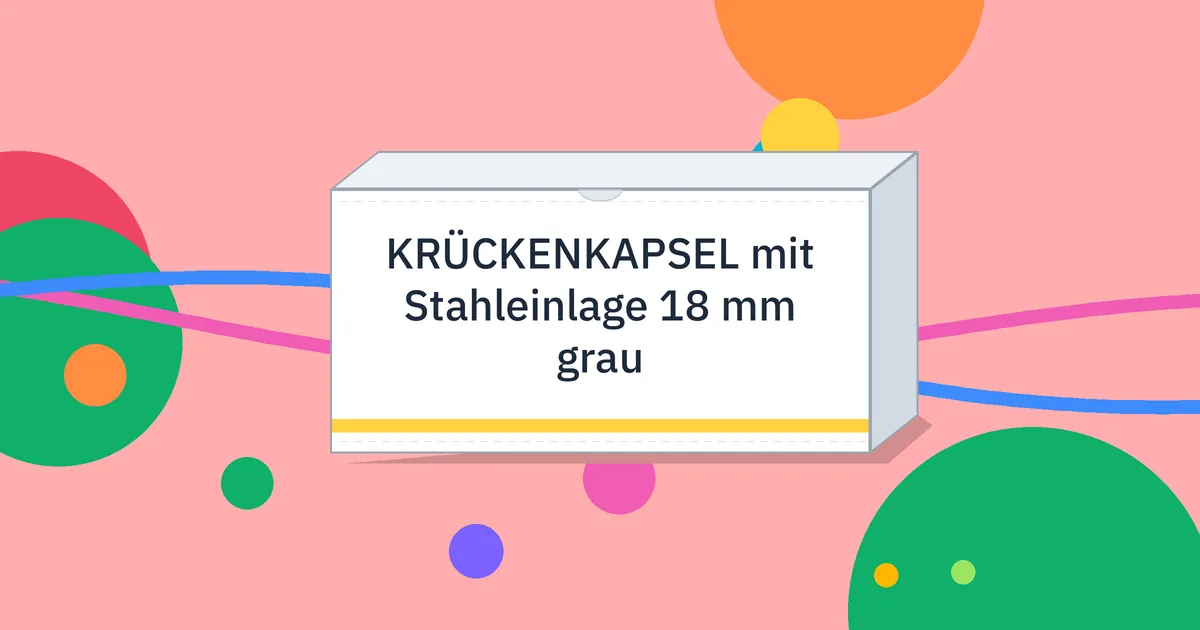 Symbolbild: Packung mit der Aufschrift KRÜCKENKAPSEL mit Stahleinlage 18 mm grau (PZN 10075022) – Verfügbarkeit und Bezug in Apotheken in Frankfurt am Main