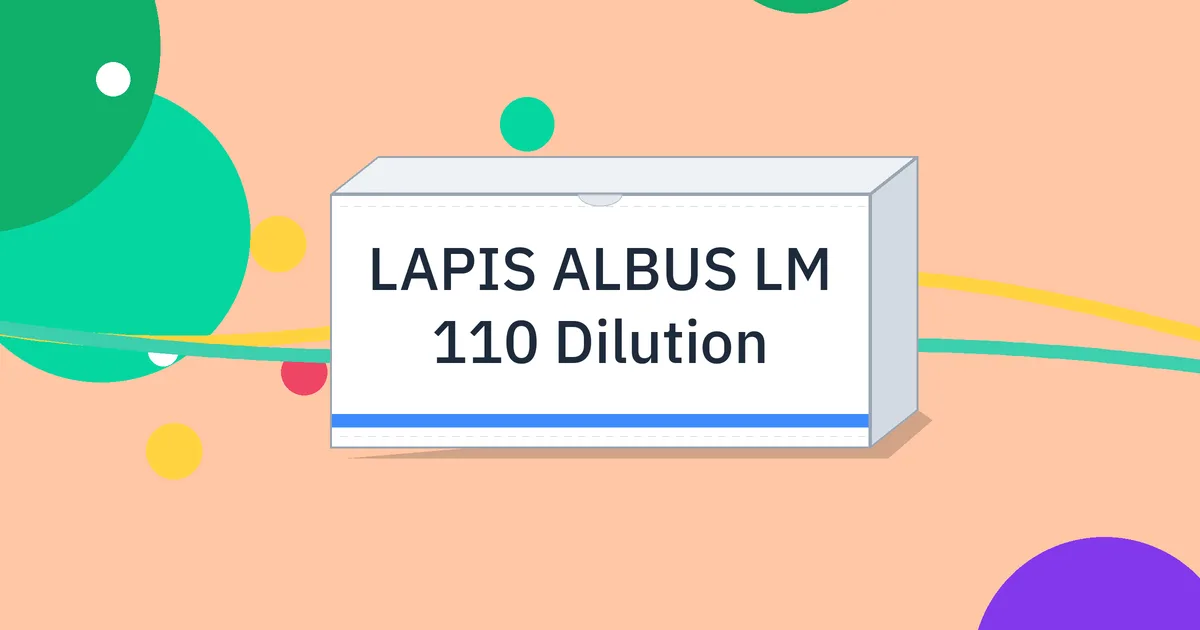 Symbolbild: Packung mit der Aufschrift LAPIS ALBUS LM 110 Dilution (PZN 13523449) – Verfügbarkeit und Bezug in Apotheken in Frankfurt am Main