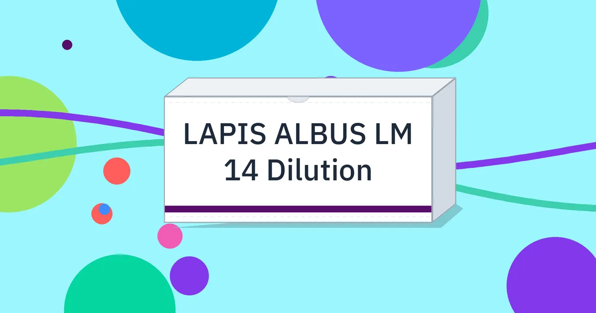 Symbolbild: Packung mit der Aufschrift LAPIS ALBUS LM 14 Dilution (PZN 13523171) – Verfügbarkeit und Bezug in Apotheken in Frankfurt am Main