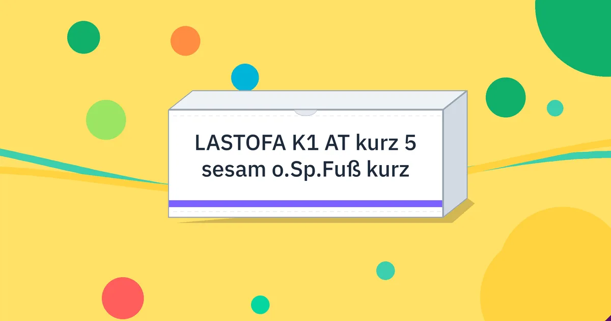Symbolbild: Packung mit der Aufschrift LASTOFA K1 AT kurz 5 sesam o.Sp.Fuß kurz (PZN 13796727) – Verfügbarkeit und Bezug in Apotheken in Frankfurt am Main