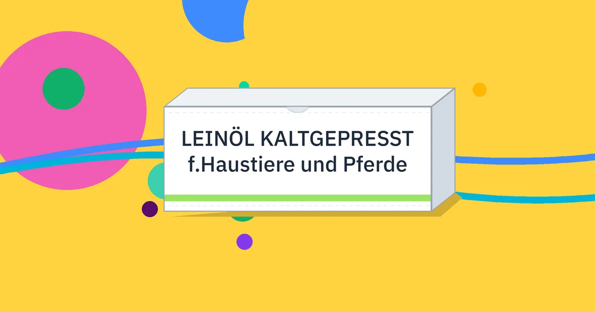 Symbolbild: Packung mit der Aufschrift LEINÖL KALTGEPRESST f.Haustiere und Pferde (PZN 17297694) – Verfügbarkeit und Bezug in Apotheken in Frankfurt am Main