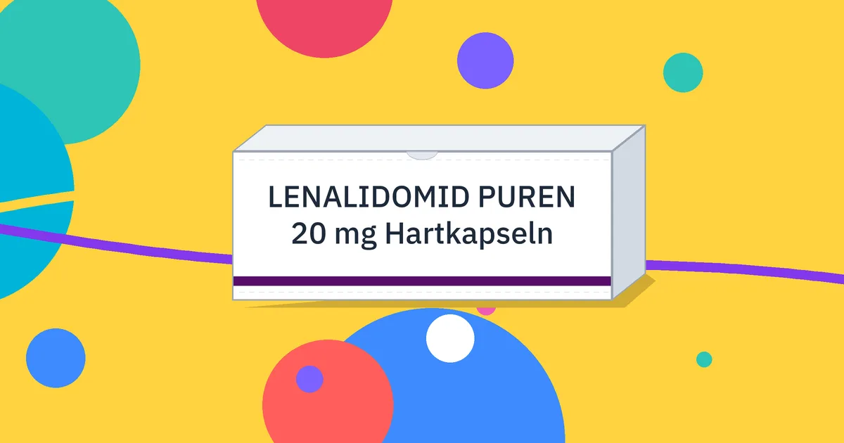 Symbolbild: Packung mit der Aufschrift LENALIDOMID PUREN 20 mg Hartkapseln (PZN 16943264) – Verfügbarkeit und Bezug in Apotheken in Frankfurt am Main
