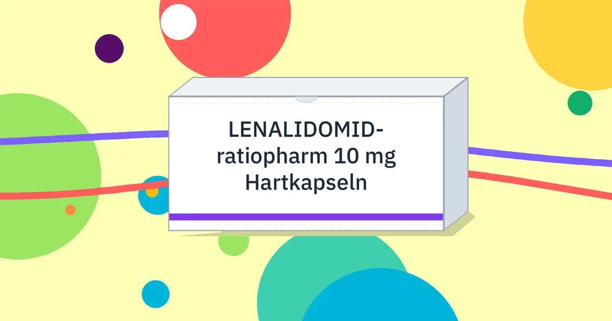 Symbolbild: Packung mit der Aufschrift LENALIDOMID-ratiopharm 10 mg Hartkapseln (PZN 17216721) – Verfügbarkeit und Bezug in Apotheken in Frankfurt am Main