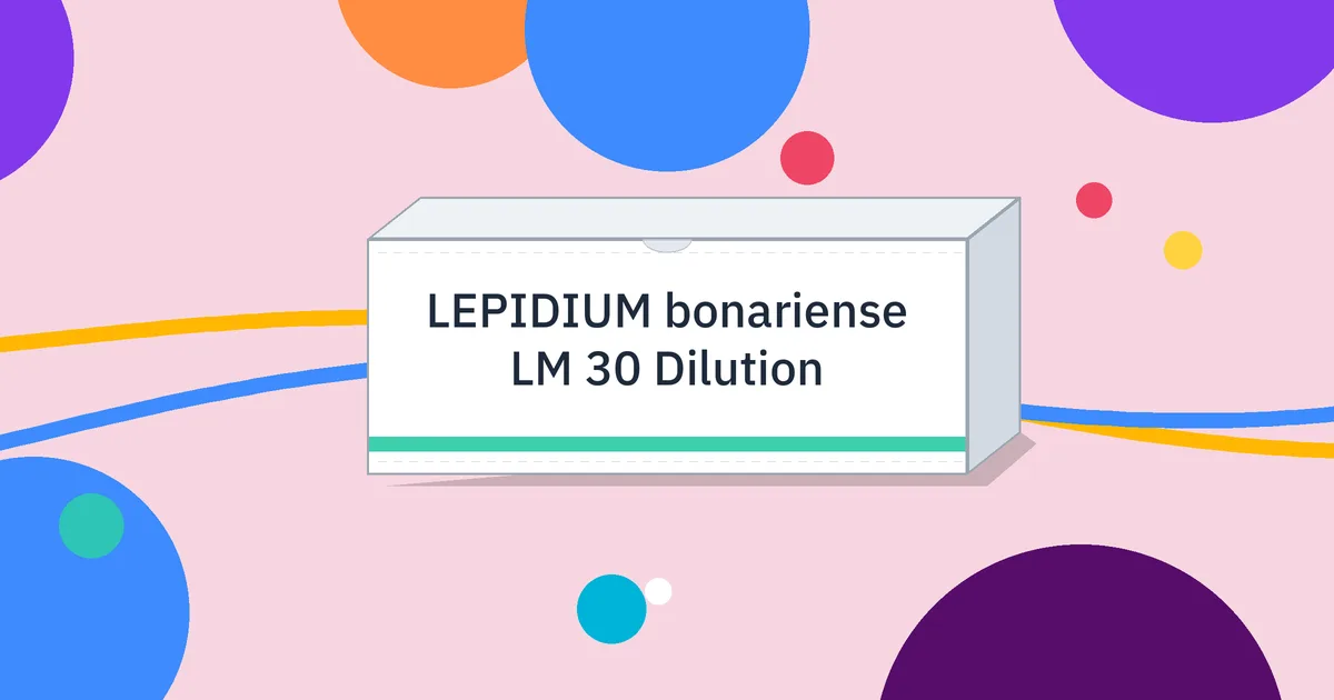 Symbolbild: Packung mit der Aufschrift LEPIDIUM bonariense LM 30 Dilution (PZN 13526560) – Verfügbarkeit und Bezug in Apotheken in Frankfurt am Main