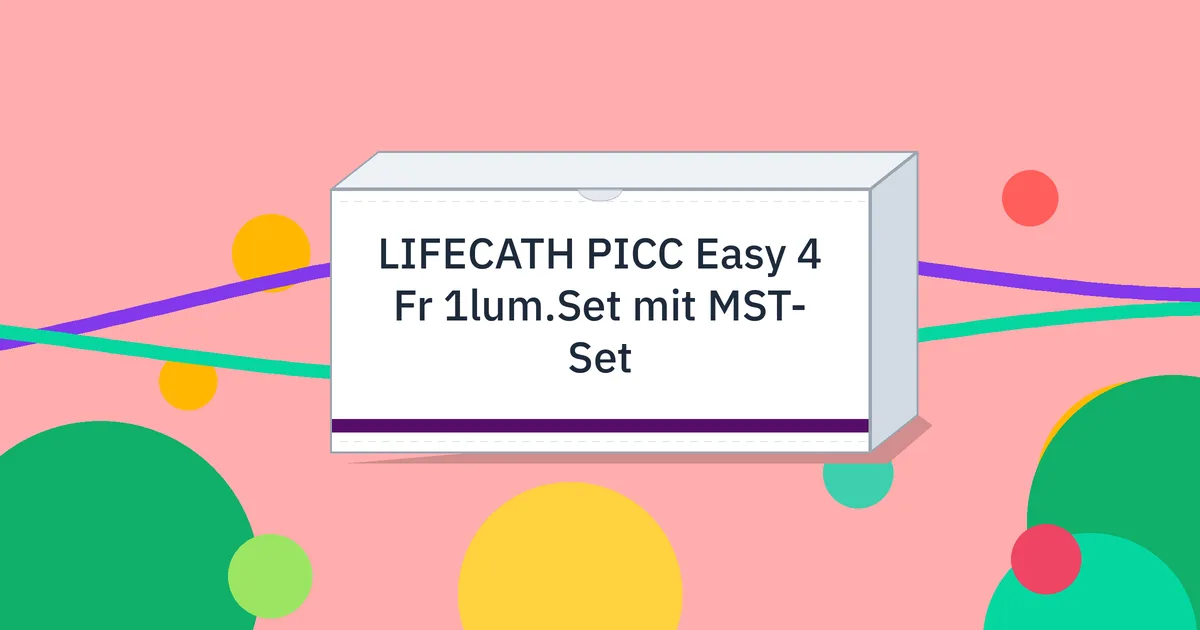 Symbolbild: Packung mit der Aufschrift LIFECATH PICC Easy 4 Fr 1lum.Set mit MST-Set (PZN 15209243) – Verfügbarkeit und Bezug in Apotheken in Frankfurt am Main