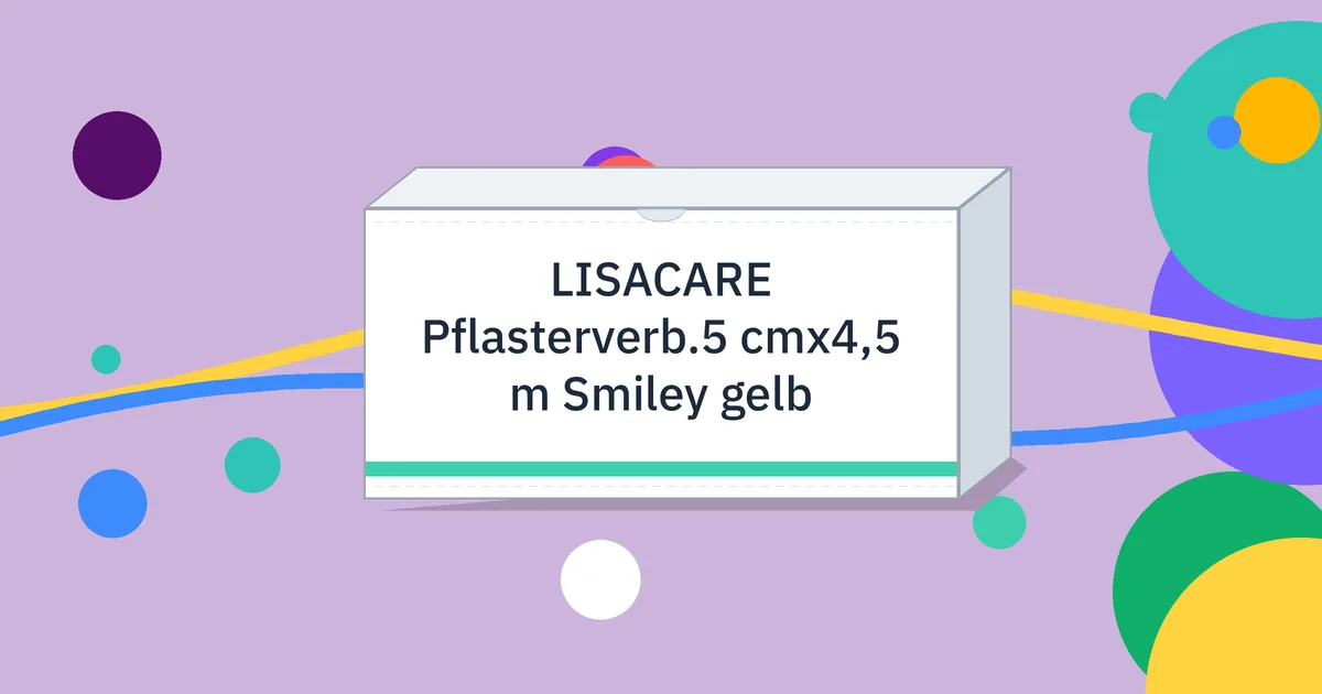 Symbolbild: Packung mit der Aufschrift LISACARE Pflasterverb.5 cmx4,5 m Smiley gelb (PZN 17892095) – Verfügbarkeit und Bezug in Apotheken in Frankfurt am Main