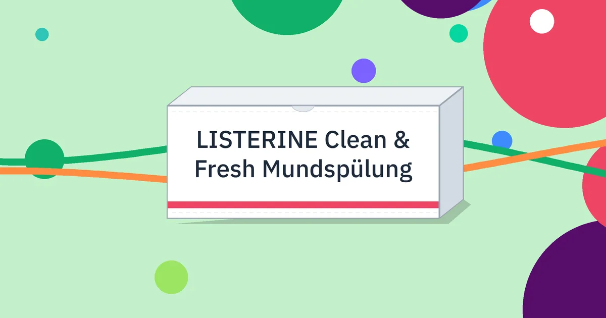 Symbolbild: Packung mit der Aufschrift LISTERINE Clean & Fresh Mundspülung (PZN 17535202) – Verfügbarkeit und Bezug in Apotheken in Frankfurt am Main