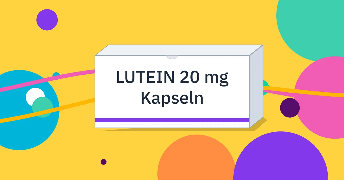 Symbolbild: Packung mit der Aufschrift LUTEIN 20 mg Kapseln (PZN 16685856) – Verfügbarkeit und Bezug in Apotheken in Frankfurt am Main