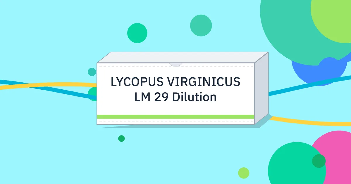 Symbolbild: Packung mit der Aufschrift LYCOPUS VIRGINICUS LM 29 Dilution (PZN 13538698) – Verfügbarkeit und Bezug in Apotheken in Frankfurt am Main