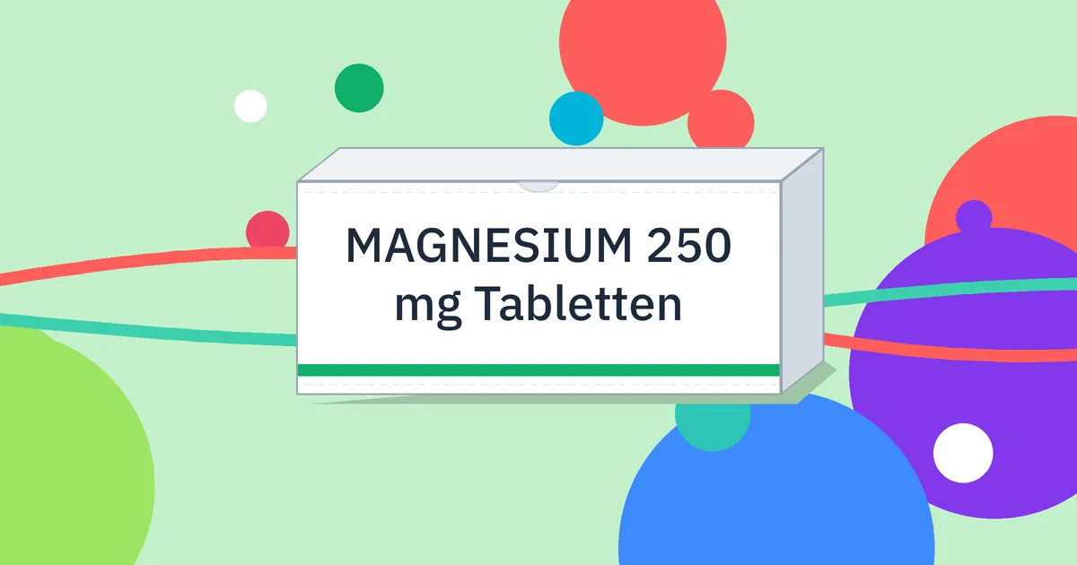 Symbolbild: Packung mit der Aufschrift MAGNESIUM 250 mg Tabletten (PZN 18225308) – Verfügbarkeit und Bezug in Apotheken in Frankfurt am Main
