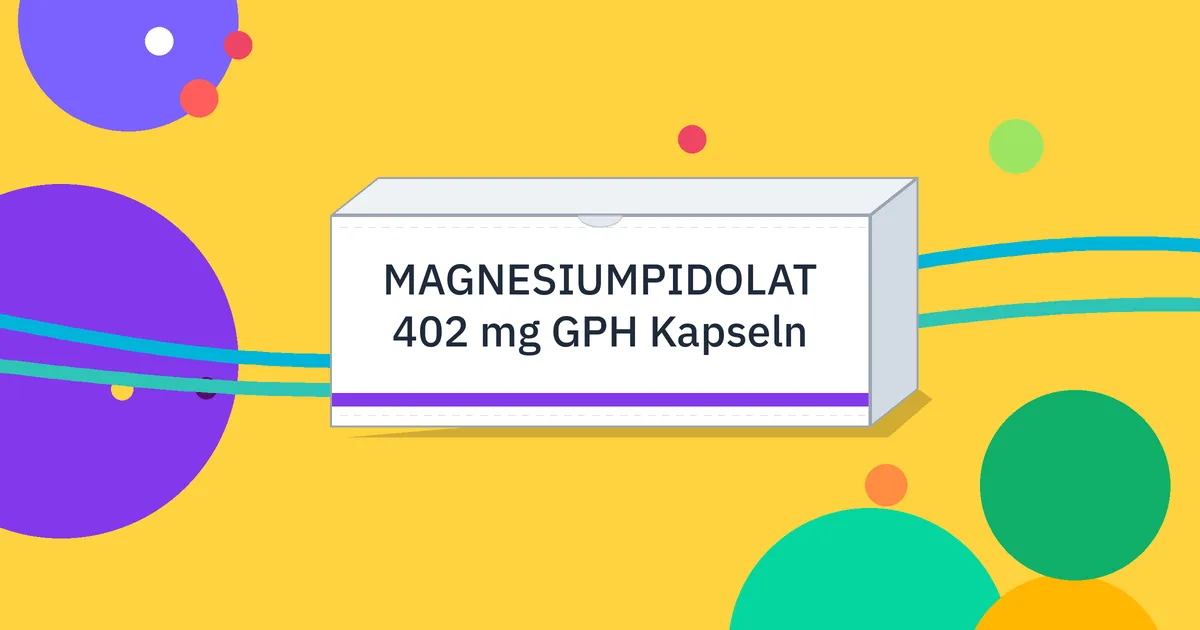 Symbolbild: Packung mit der Aufschrift MAGNESIUMPIDOLAT 402 mg GPH Kapseln (PZN 17633962) – Verfügbarkeit und Bezug in Apotheken in Frankfurt am Main