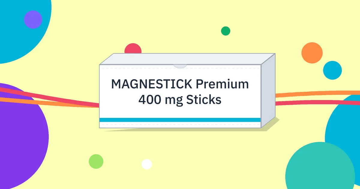 Symbolbild: Packung mit der Aufschrift MAGNESTICK Premium 400 mg Sticks (PZN 15890749) – Verfügbarkeit und Bezug in Apotheken in Frankfurt am Main