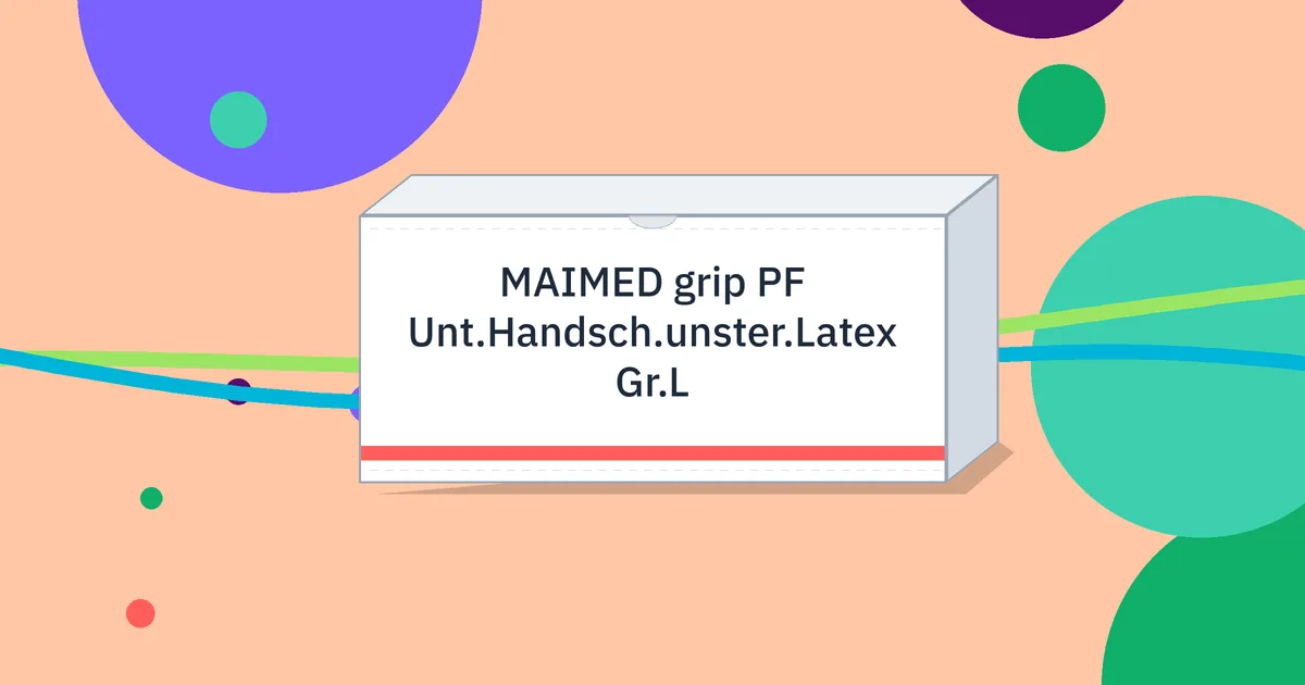 Symbolbild: Packung mit der Aufschrift MAIMED grip PF Unt.Handsch.unster.Latex Gr.L (PZN 06796572) – Verfügbarkeit und Bezug in Apotheken in Frankfurt am Main