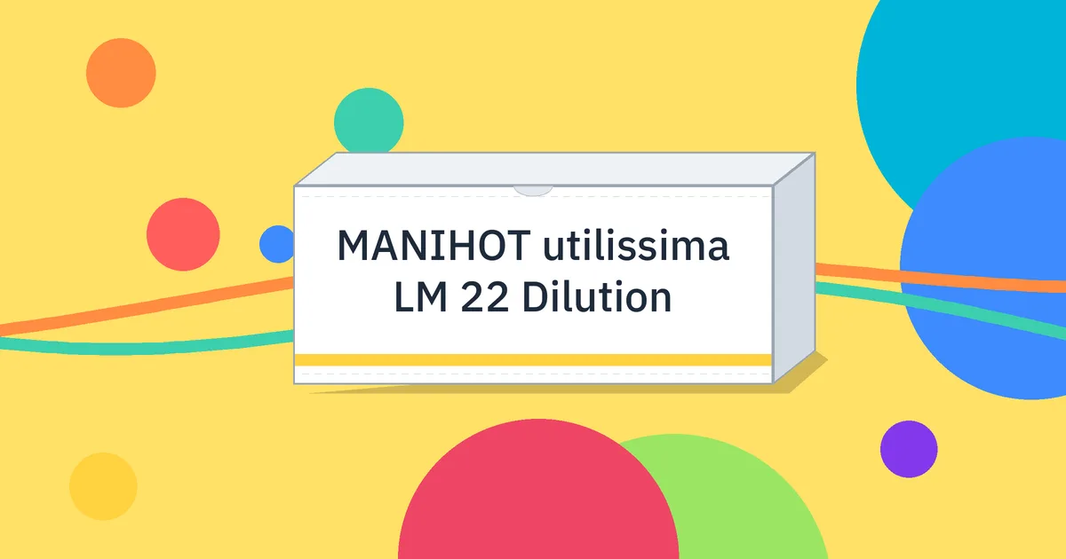 Symbolbild: Packung mit der Aufschrift MANIHOT utilissima LM 22 Dilution (PZN 13601066) – Verfügbarkeit und Bezug in Apotheken in Frankfurt am Main