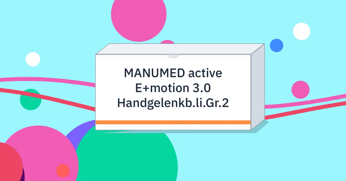 Symbolbild: Packung mit der Aufschrift MANUMED active E+motion 3.0 Handgelenkb.li.Gr.2 (PZN 19369699) – Verfügbarkeit und Bezug in Apotheken in Frankfurt am Main