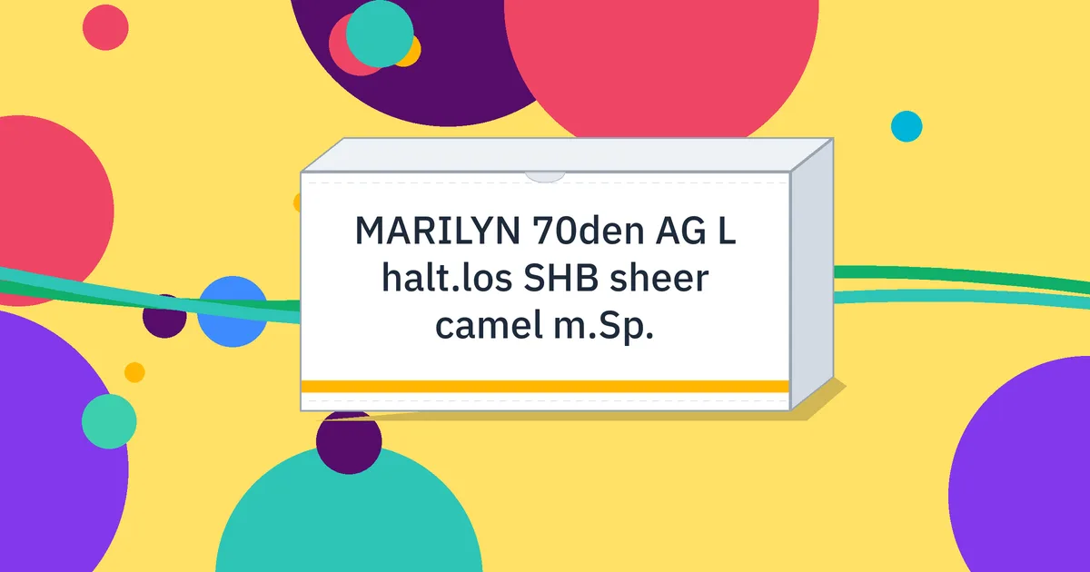 Symbolbild: Packung mit der Aufschrift MARILYN 70den AG L halt.los SHB sheer camel m.Sp. (PZN 16187621) – Verfügbarkeit und Bezug in Apotheken in Frankfurt am Main