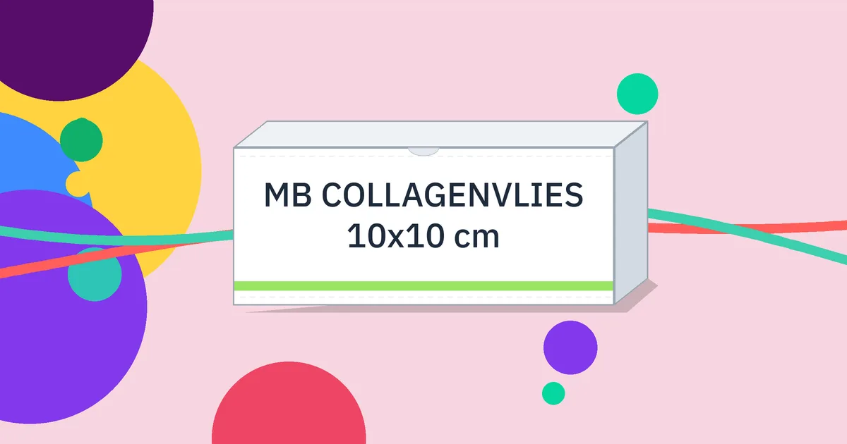 Symbolbild: Packung mit der Aufschrift MB COLLAGENVLIES 10x10 cm (PZN 06631486) – Verfügbarkeit und Bezug in Apotheken in Frankfurt am Main
