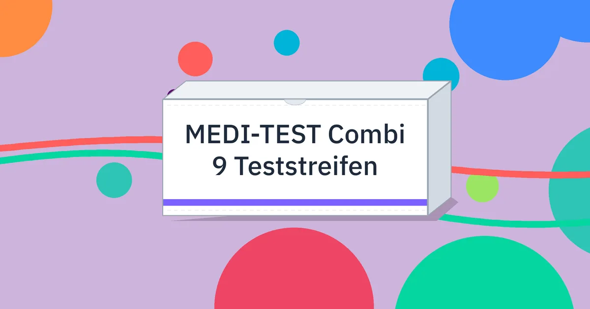 Symbolbild: Packung mit der Aufschrift MEDI-TEST Combi 9 Teststreifen (PZN 03252357) – Verfügbarkeit und Bezug in Apotheken in Frankfurt am Main