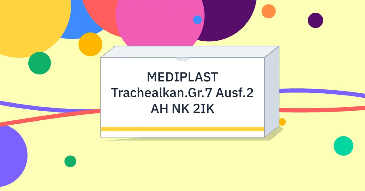 Symbolbild: Packung mit der Aufschrift MEDIPLAST Trachealkan.Gr.7 Ausf.2 AH NK 2IK (PZN 04525544) – Verfügbarkeit und Bezug in Apotheken in Frankfurt am Main