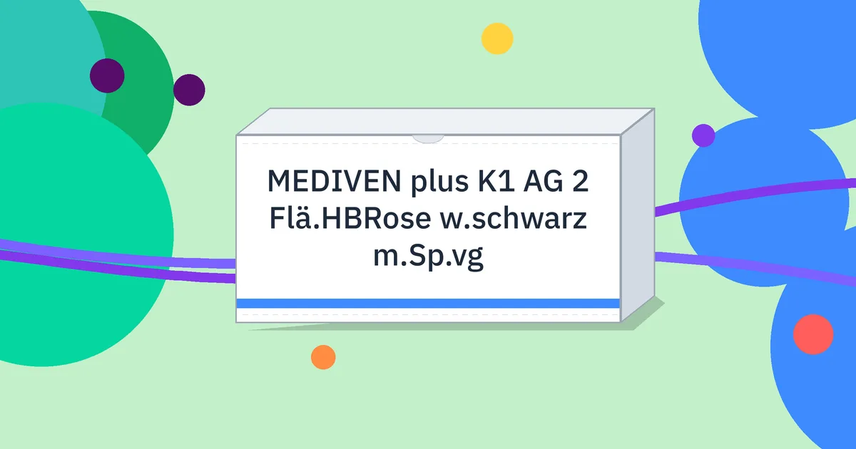 Symbolbild: Packung mit der Aufschrift MEDIVEN plus K1 AG 2 Flä.HBRose w.schwarz m.Sp.vg (PZN 15914898) – Verfügbarkeit und Bezug in Apotheken in Frankfurt am Main