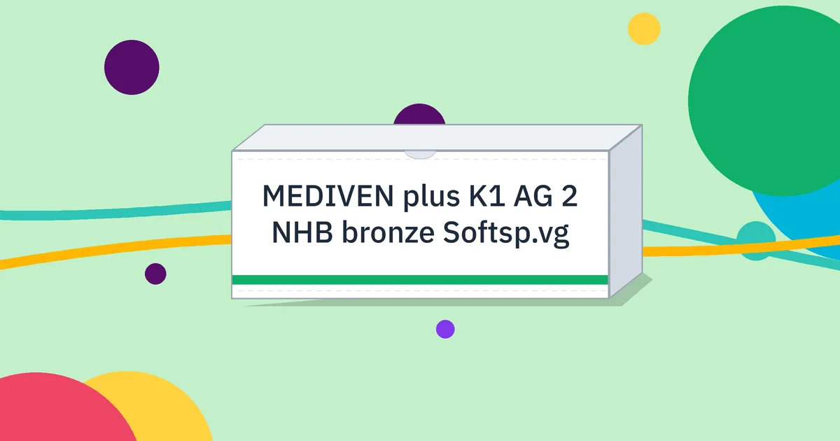 Symbolbild: Packung mit der Aufschrift MEDIVEN plus K1 AG 2 NHB bronze Softsp.vg (PZN 15922171) – Verfügbarkeit und Bezug in Apotheken in Frankfurt am Main