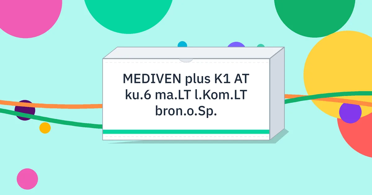 Symbolbild: Packung mit der Aufschrift MEDIVEN plus K1 AT ku.6 ma.LT l.Kom.LT bron.o.Sp. (PZN 15072330) – Verfügbarkeit und Bezug in Apotheken in Frankfurt am Main
