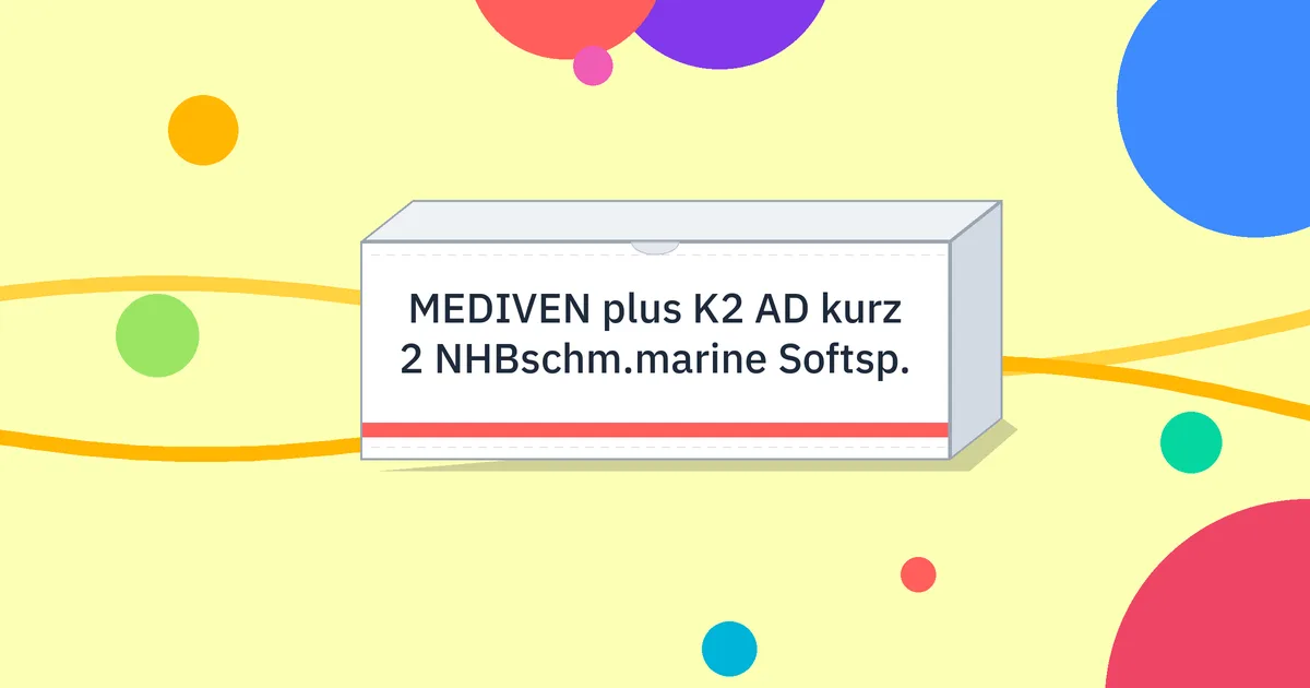 Symbolbild: Packung mit der Aufschrift MEDIVEN plus K2 AD kurz 2 NHBschm.marine Softsp. (PZN 15927211) – Verfügbarkeit und Bezug in Apotheken in Frankfurt am Main