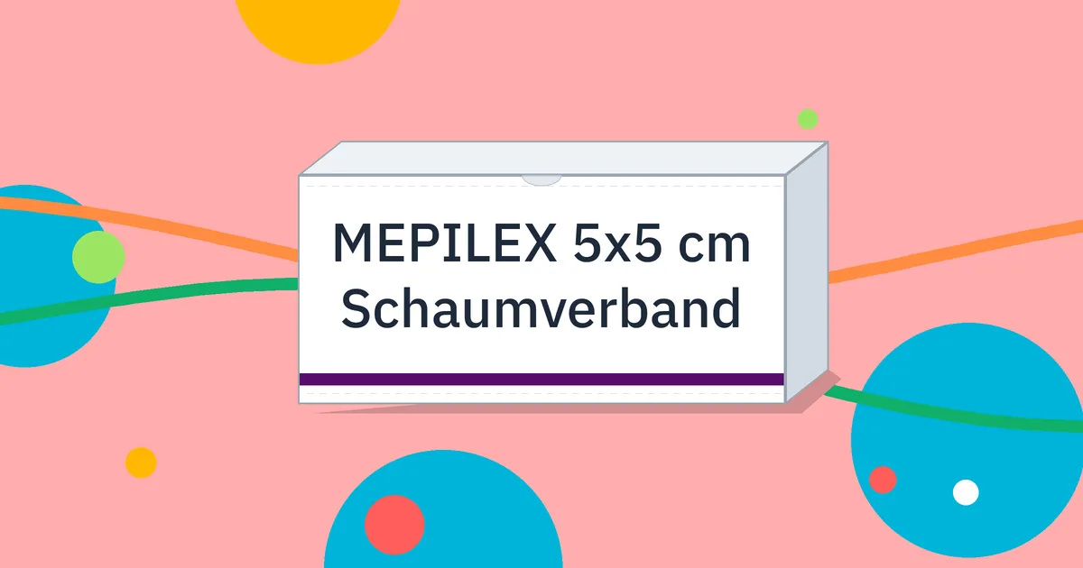 Symbolbild: Packung mit der Aufschrift MEPILEX 5x5 cm Schaumverband (PZN 18034838) – Verfügbarkeit und Bezug in Apotheken in Frankfurt am Main