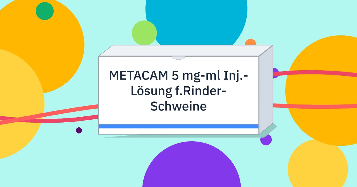 Symbolbild: Packung mit der Aufschrift METACAM 5 mg-ml Inj.-Lösung f.Rinder-Schweine (PZN 16821992) – Verfügbarkeit und Bezug in Apotheken in Frankfurt am Main