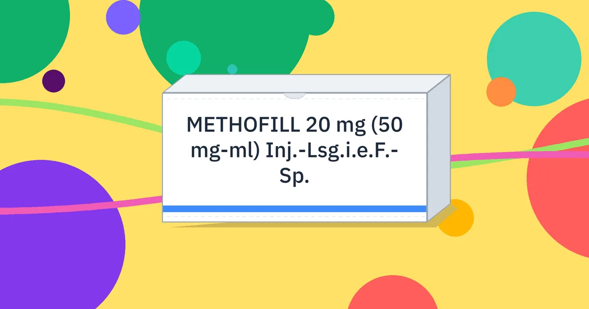 Symbolbild: Packung mit der Aufschrift METHOFILL 20 mg (50 mg-ml) Inj.-Lsg.i.e.F.-Sp. (PZN 11695732) – Verfügbarkeit und Bezug in Apotheken in Frankfurt am Main