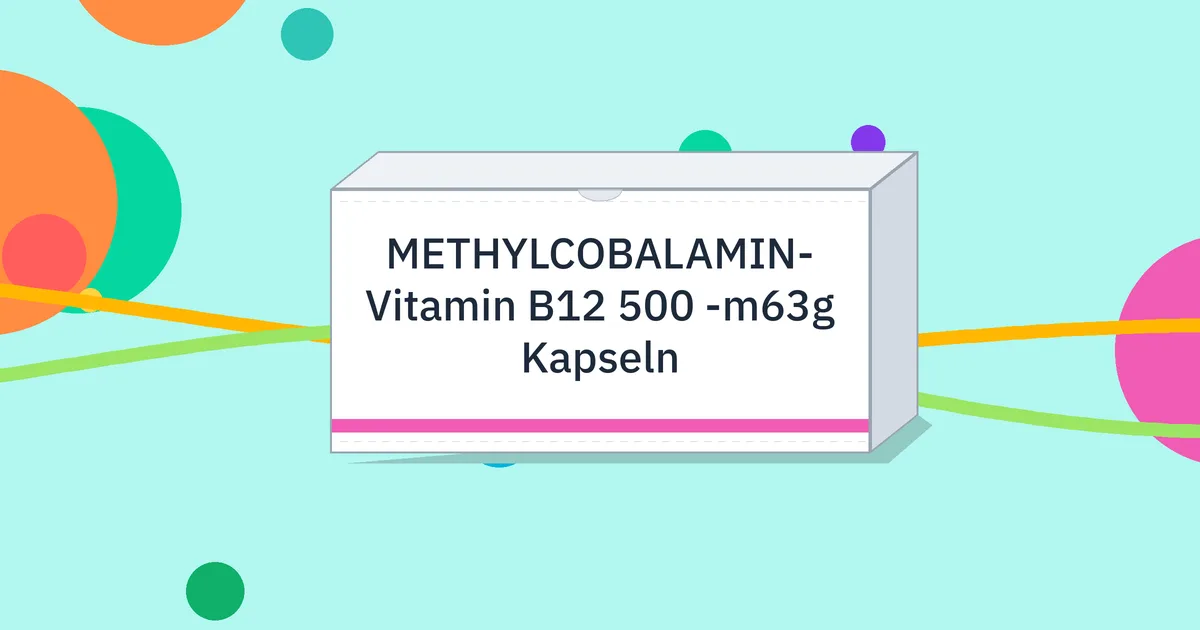 Symbolbild: Packung mit der Aufschrift METHYLCOBALAMIN-Vitamin B12 500 -m63g Kapseln (PZN 16875864) – Verfügbarkeit und Bezug in Apotheken in Frankfurt am Main