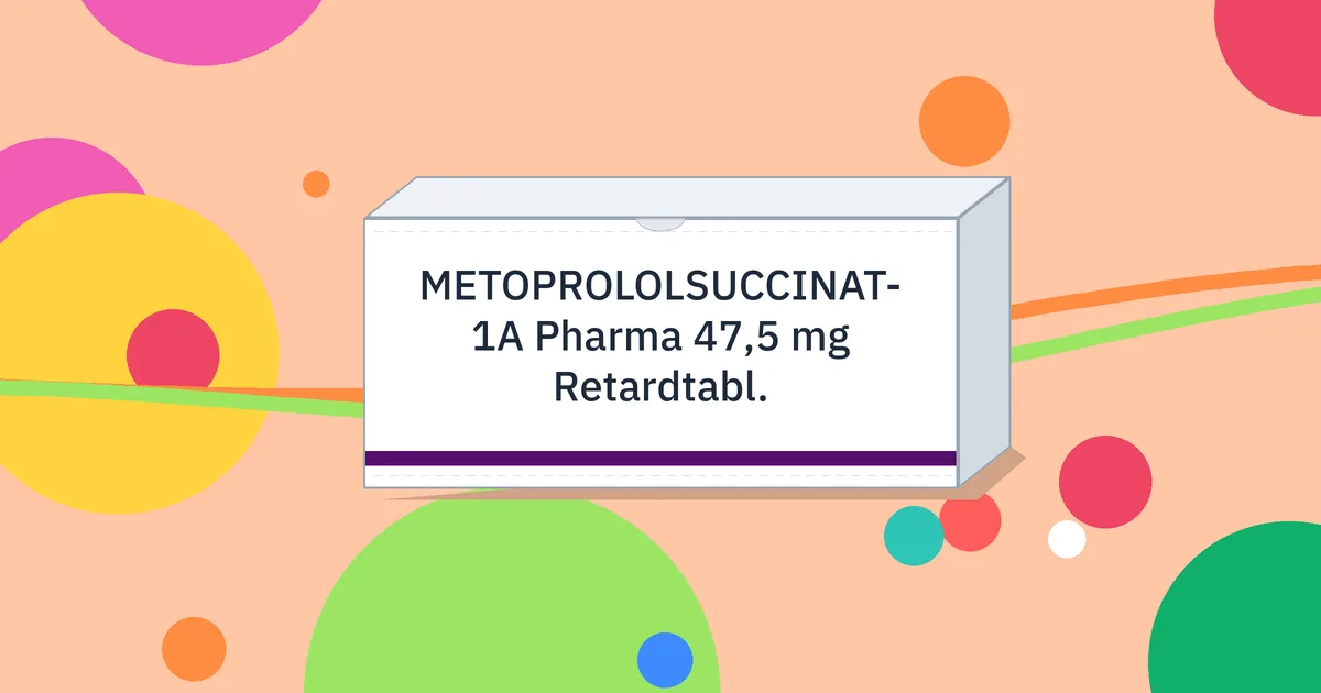Symbolbild: Packung mit der Aufschrift METOPROLOLSUCCINAT-1A Pharma 47,5 mg Retardtabl. (PZN 17614545) – Verfügbarkeit und Bezug in Apotheken in Frankfurt am Main
