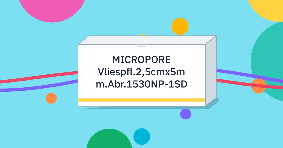 Symbolbild: Packung mit der Aufschrift MICROPORE Vliespfl.2,5cmx5m m.Abr.1530NP-1SD (PZN 15316246) – Verfügbarkeit und Bezug in Apotheken in Frankfurt am Main