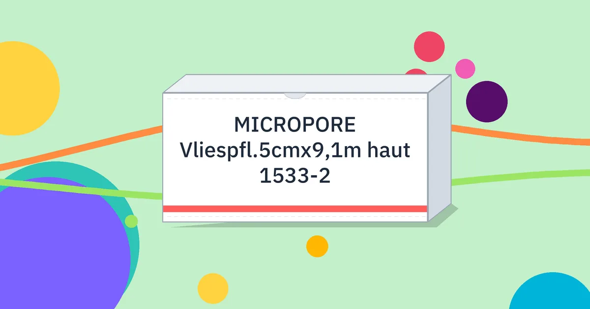Symbolbild: Packung mit der Aufschrift MICROPORE Vliespfl.5cmx9,1m haut 1533-2 (PZN 06495416) – Verfügbarkeit und Bezug in Apotheken in Frankfurt am Main