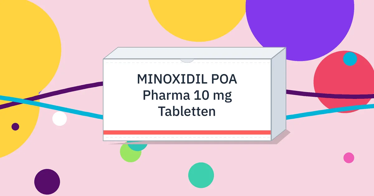 Symbolbild: Packung mit der Aufschrift MINOXIDIL POA Pharma 10 mg Tabletten (PZN 18766553) – Verfügbarkeit und Bezug in Apotheken in Frankfurt am Main