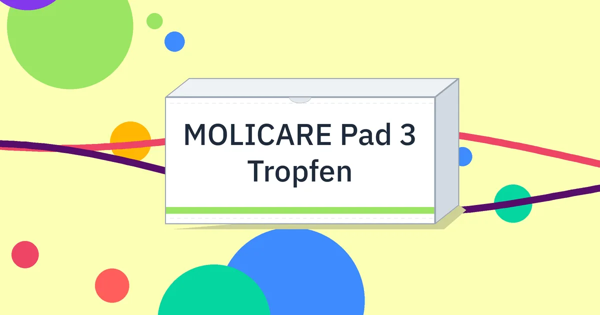 Symbolbild: Packung mit der Aufschrift MOLICARE Pad 3 Tropfen (PZN 18683519) – Verfügbarkeit und Bezug in Apotheken in Frankfurt am Main