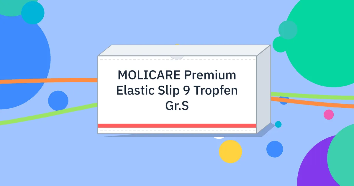 Symbolbild: Packung mit der Aufschrift MOLICARE Premium Elastic Slip 9 Tropfen Gr.S (PZN 14355468) – Verfügbarkeit und Bezug in Apotheken in Frankfurt am Main