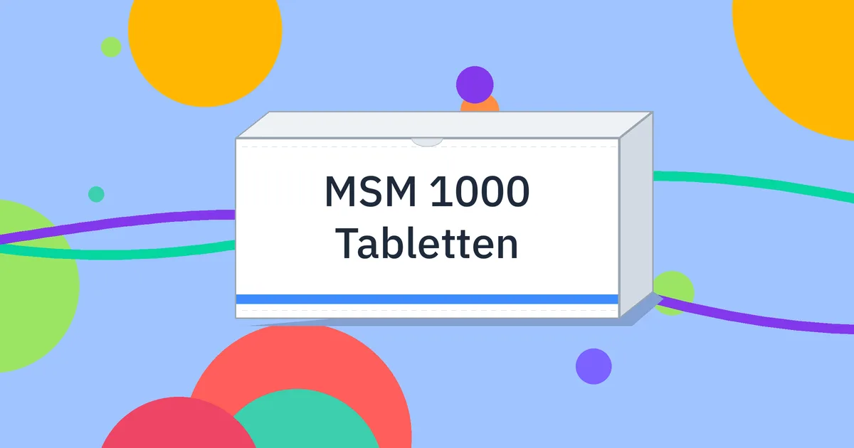 Symbolbild: Packung mit der Aufschrift MSM 1000 Tabletten (PZN 14444976) – Verfügbarkeit und Bezug in Apotheken in Frankfurt am Main