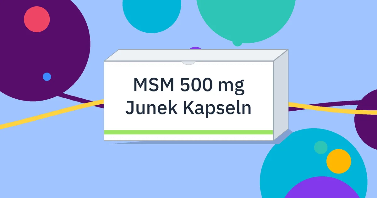 Symbolbild: Packung mit der Aufschrift MSM 500 mg Junek Kapseln (PZN 10051872) – Verfügbarkeit und Bezug in Apotheken in Frankfurt am Main