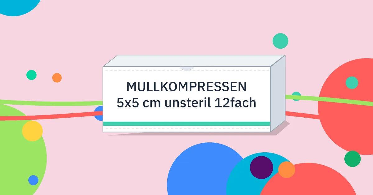 Symbolbild: Packung mit der Aufschrift MULLKOMPRESSEN 5x5 cm unsteril 12fach (PZN 05016276) – Verfügbarkeit und Bezug in Apotheken in Frankfurt am Main