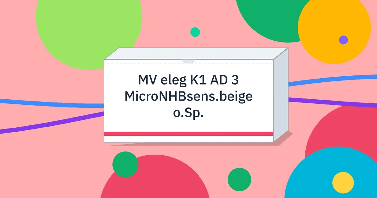 Symbolbild: Packung mit der Aufschrift MV eleg K1 AD 3 MicroNHBsens.beige o.Sp. (PZN 15669884) – Verfügbarkeit und Bezug in Apotheken in Frankfurt am Main