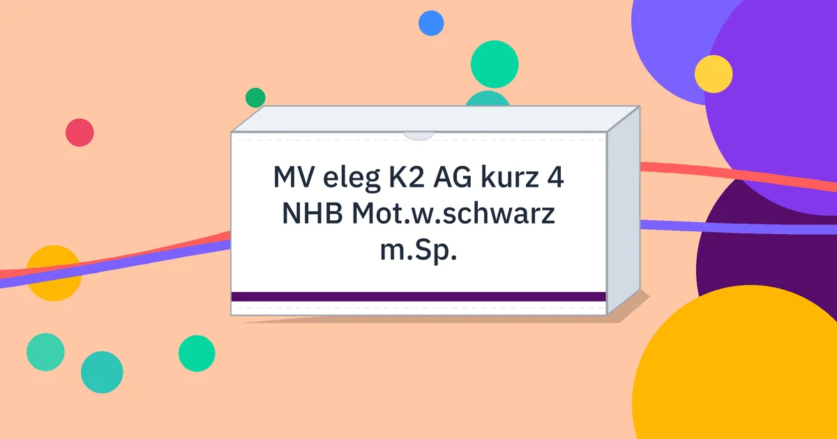 Symbolbild: Packung mit der Aufschrift MV eleg K2 AG kurz 4 NHB Mot.w.schwarz m.Sp. (PZN 15713786) – Verfügbarkeit und Bezug in Apotheken in Frankfurt am Main