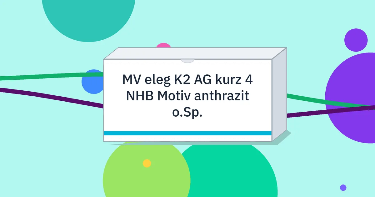 Symbolbild: Packung mit der Aufschrift MV eleg K2 AG kurz 4 NHB Motiv anthrazit o.Sp. (PZN 15707337) – Verfügbarkeit und Bezug in Apotheken in Frankfurt am Main