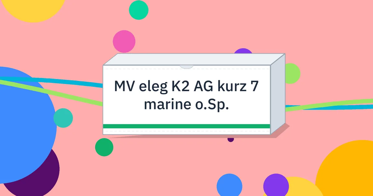 Symbolbild: Packung mit der Aufschrift MV eleg K2 AG kurz 7 marine o.Sp. (PZN 14607935) – Verfügbarkeit und Bezug in Apotheken in Frankfurt am Main