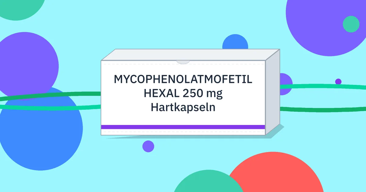 Symbolbild: Packung mit der Aufschrift MYCOPHENOLATMOFETIL HEXAL 250 mg Hartkapseln (PZN 12907662) – Verfügbarkeit und Bezug in Apotheken in Frankfurt am Main
