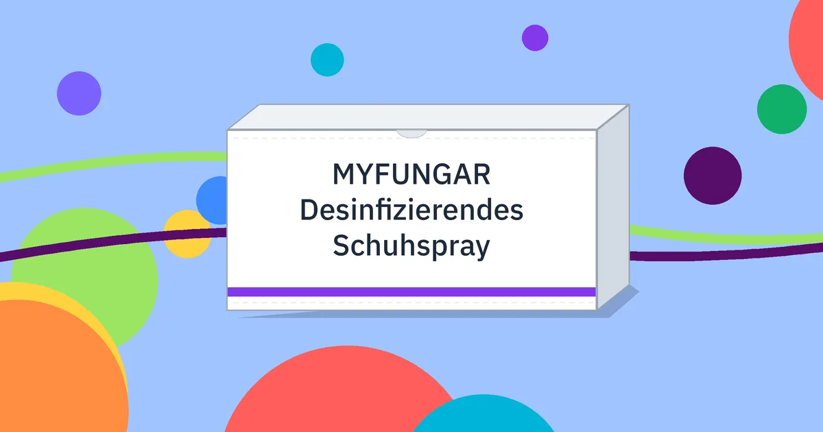 Symbolbild: Packung mit der Aufschrift MYFUNGAR Desinfizierendes Schuhspray (PZN 19446371) – Verfügbarkeit und Bezug in Apotheken in Frankfurt am Main