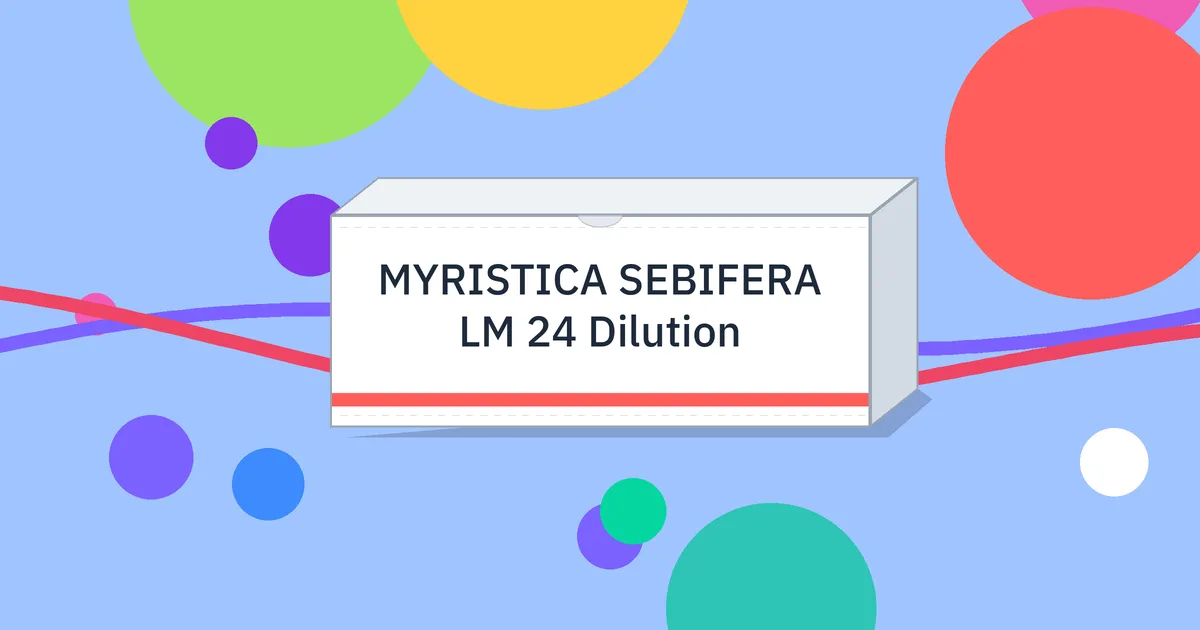 Symbolbild: Packung mit der Aufschrift MYRISTICA SEBIFERA LM 24 Dilution (PZN 13612710) – Verfügbarkeit und Bezug in Apotheken in Frankfurt am Main