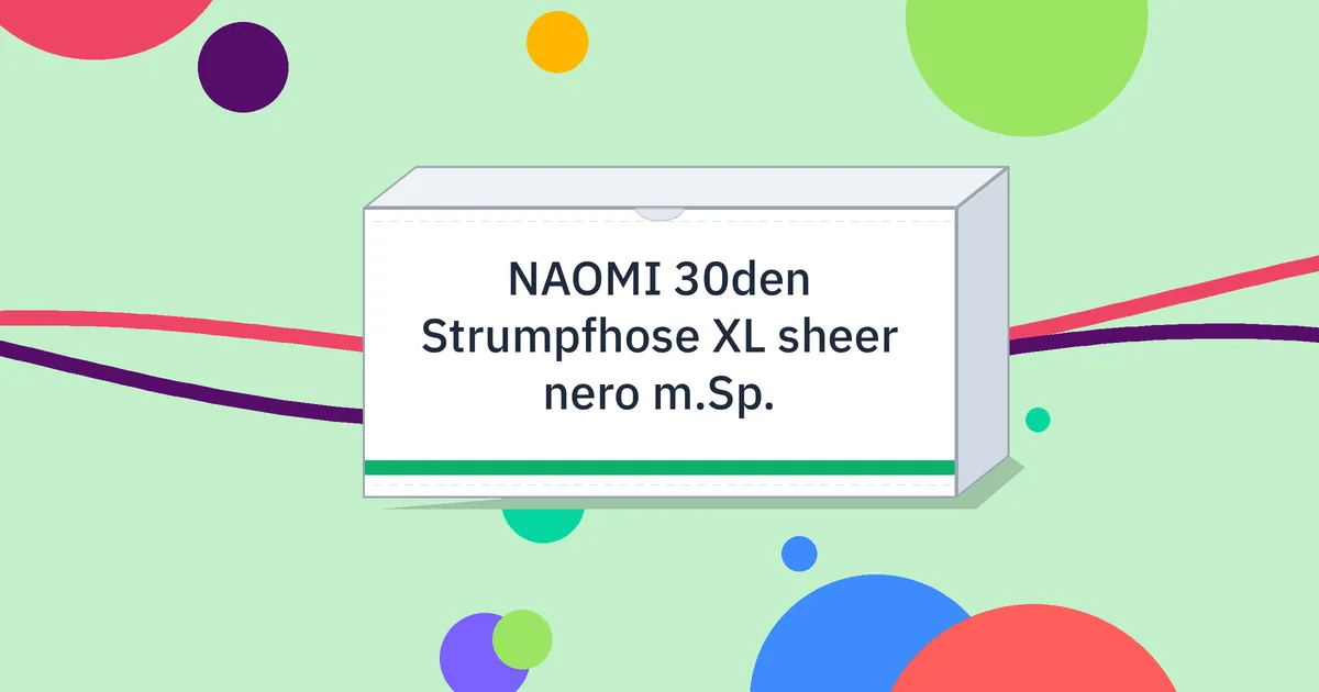 Symbolbild: Packung mit der Aufschrift NAOMI 30den Strumpfhose XL sheer nero m.Sp. (PZN 16178800) – Verfügbarkeit und Bezug in Apotheken in Frankfurt am Main