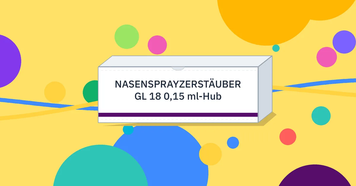 Symbolbild: Packung mit der Aufschrift NASENSPRAYZERSTÄUBER GL 18 0,15 ml-Hub (PZN 18014267) – Verfügbarkeit und Bezug in Apotheken in Frankfurt am Main
