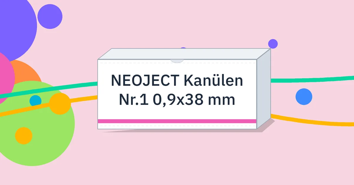 Symbolbild: Packung mit der Aufschrift NEOJECT Kanülen Nr.1 0,9x38 mm (PZN 03043168) – Verfügbarkeit und Bezug in Apotheken in Frankfurt am Main